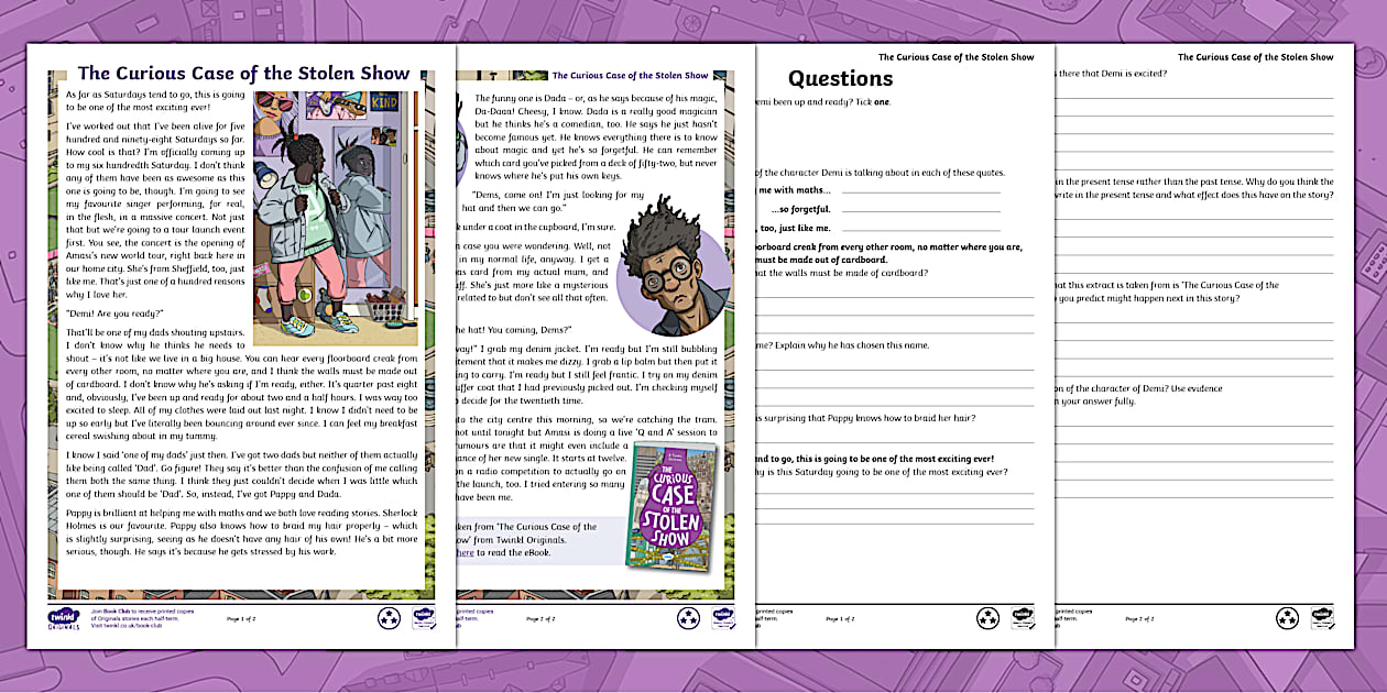 Curious Case of the Stolen Show UKS2 Reading Comprehension